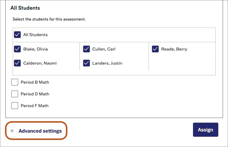 Assessment Settings
